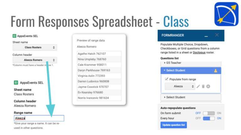 Automatically update Google Forms questions with Form Ranger
